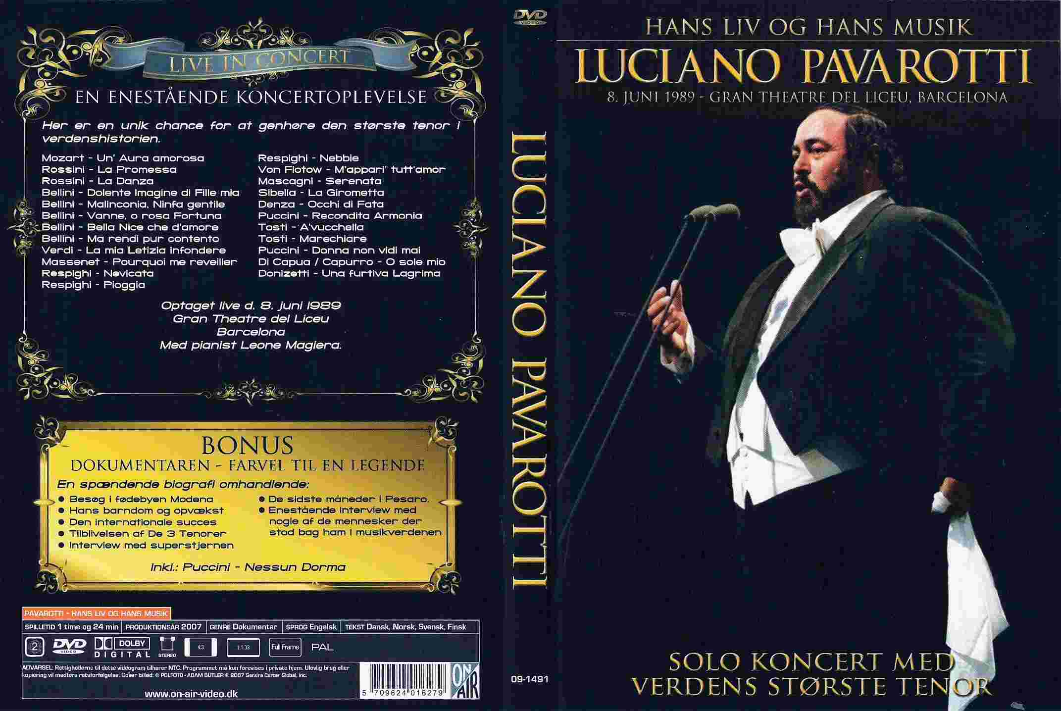 Luciano Pavarotti Juni 1989 : Front | DVD Covers | Cover Century | Over ...